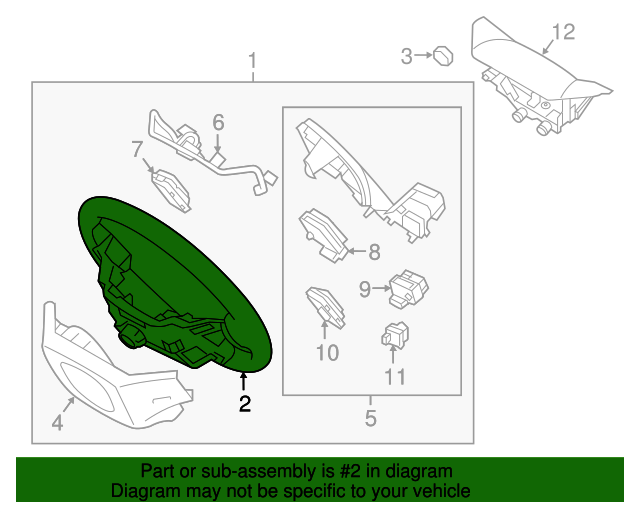 2013-2016 Hyundai Steering Wheel 56120-2W050-RYN | OEM Parts Online