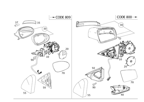 Outside Rear View Mirror, on the Right for 1999 Mercedes-Benz S 600 ...