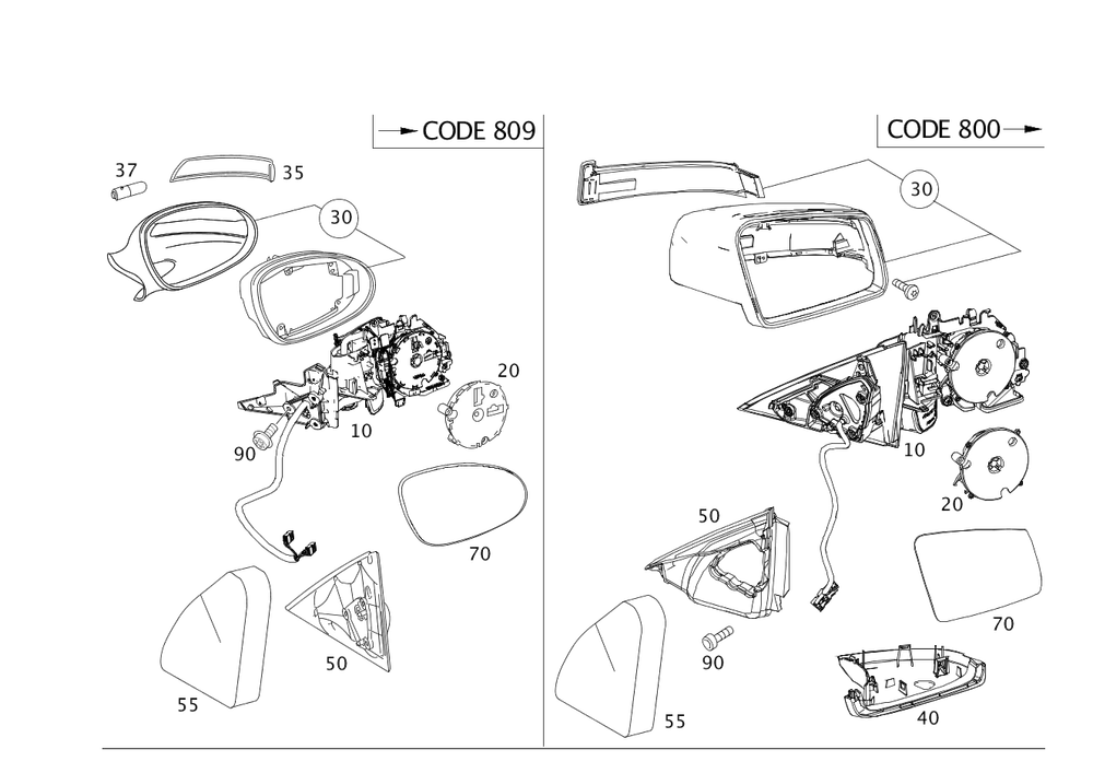 221-810-04-76 - Mirror Base - Right 1954-2013 Mercedes-Benz | Mercedes ...