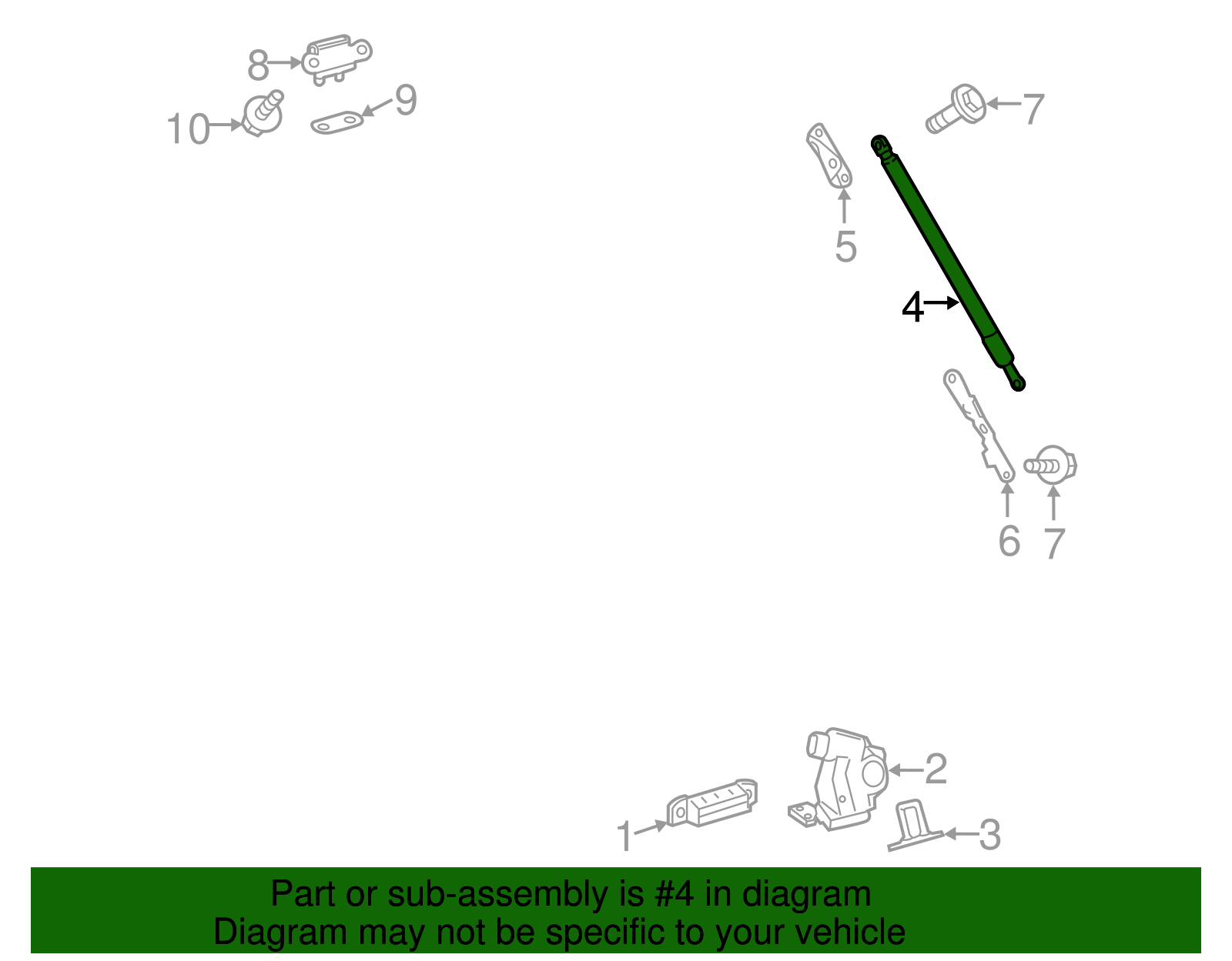 Genuine Toyota Lift Cylinder part# 68950-0R020 for 2016-2018 Toyota ...