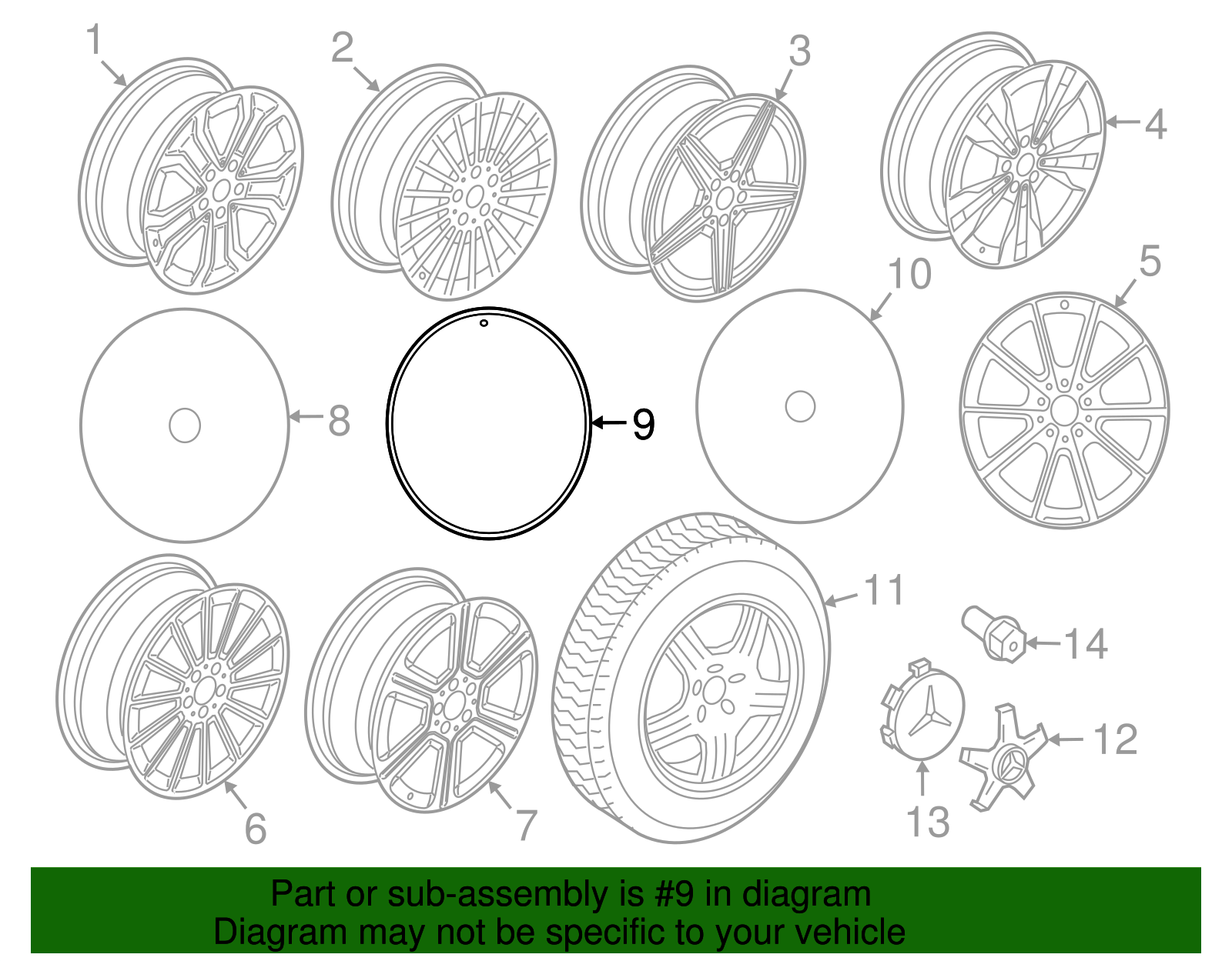2018-2024 Mercedes-Benz Amg Multi-Spoke Wheel 48.3 Cm (19 Inch) 205-401 ...