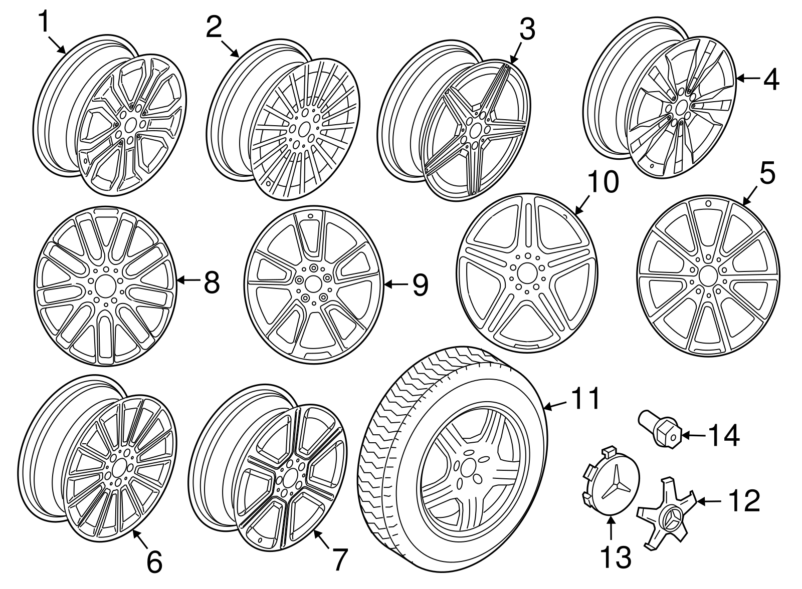 205-401-66-00-7X21 - 2018-2019 Mercedes-Benz - Wheel AMG Multi-Spoke 48 ...