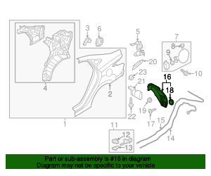 2012-2017 Hyundai Accent Wheelhouse Liner 86821-1R000 | QuirkParts