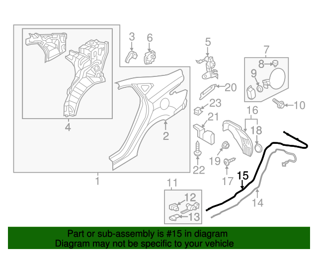 81280-1R000 - Deck Lid Release Cable 2012-2017 Hyundai Accent ...