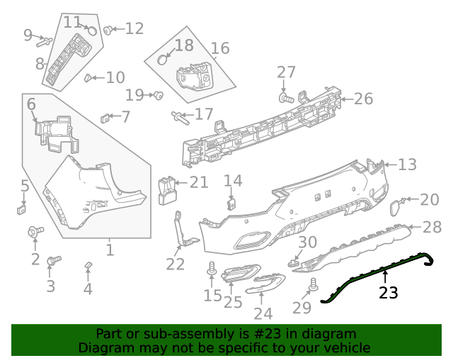 42790113 - Rear Bumper Fascia Lower Molding 2020-2023 Buick Encore GX ...