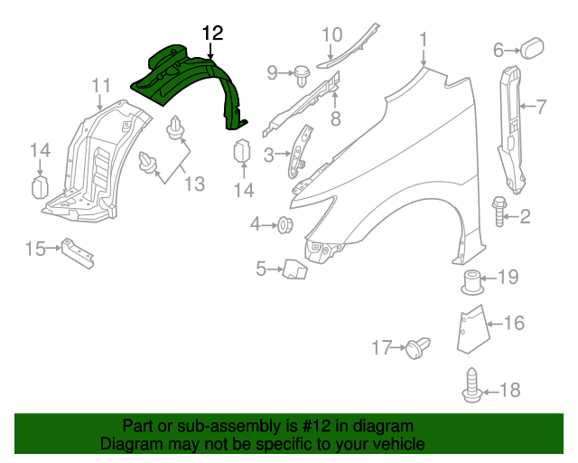 2011-2017 Nissan Quest Rear Fender Liner 63842-1JA0A | QuirkParts