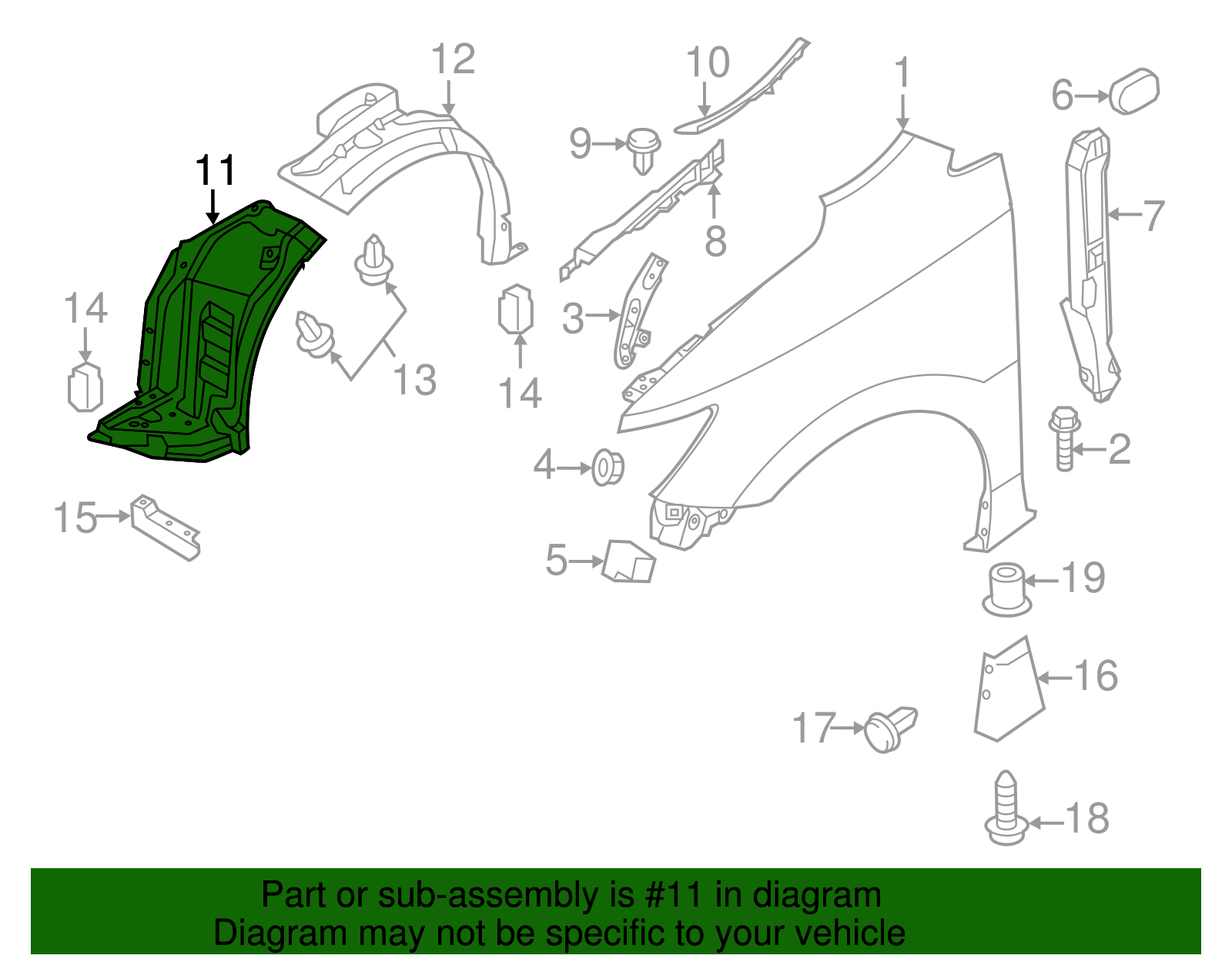 2011-2017 Nissan Quest Ft Fender Liner 63844-1JA0A | Nissan Parts Central