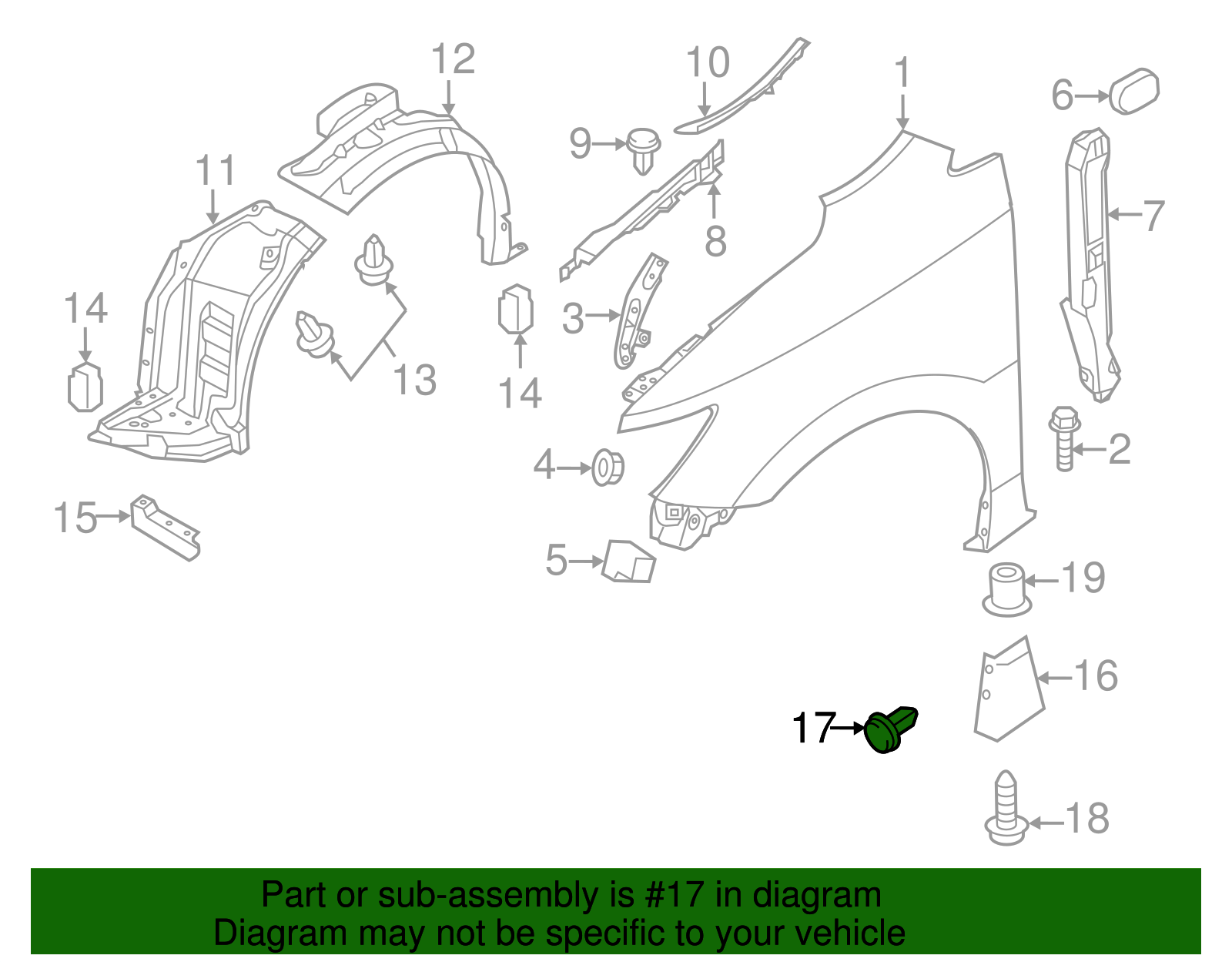 2011-2017 Nissan Quest Lower Molding Clip 76847-1JB0B | Nissan RVA