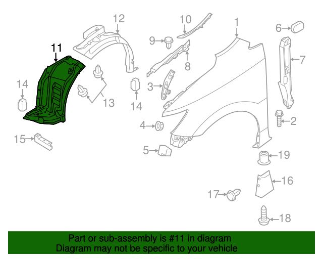 2011-2017 Nissan Quest Fender Splash Shield 63845-1JA0A ...