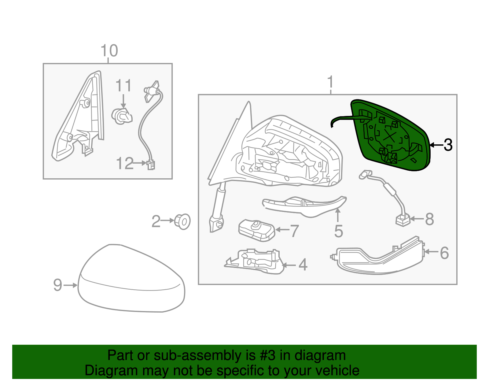 2016-2017 Infiniti QX50 Mirror Glass 96366-5UB0A | Infiniti of Orland Park