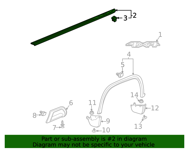 2020-2024 Chevrolet Black Passenger Side Pickup Box Side Upper Molding ...