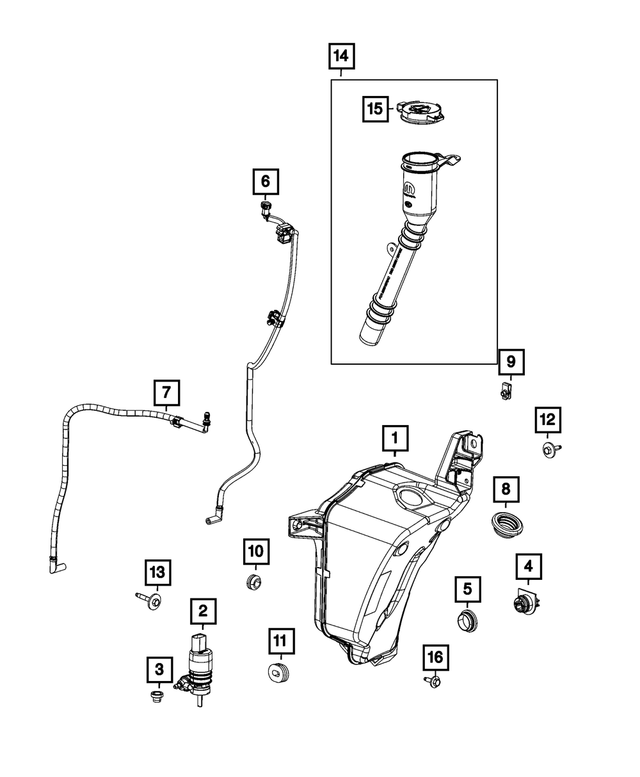 2021-2022 Jeep Windshield Washer Reservoir 68465695AA | Mopar Estores