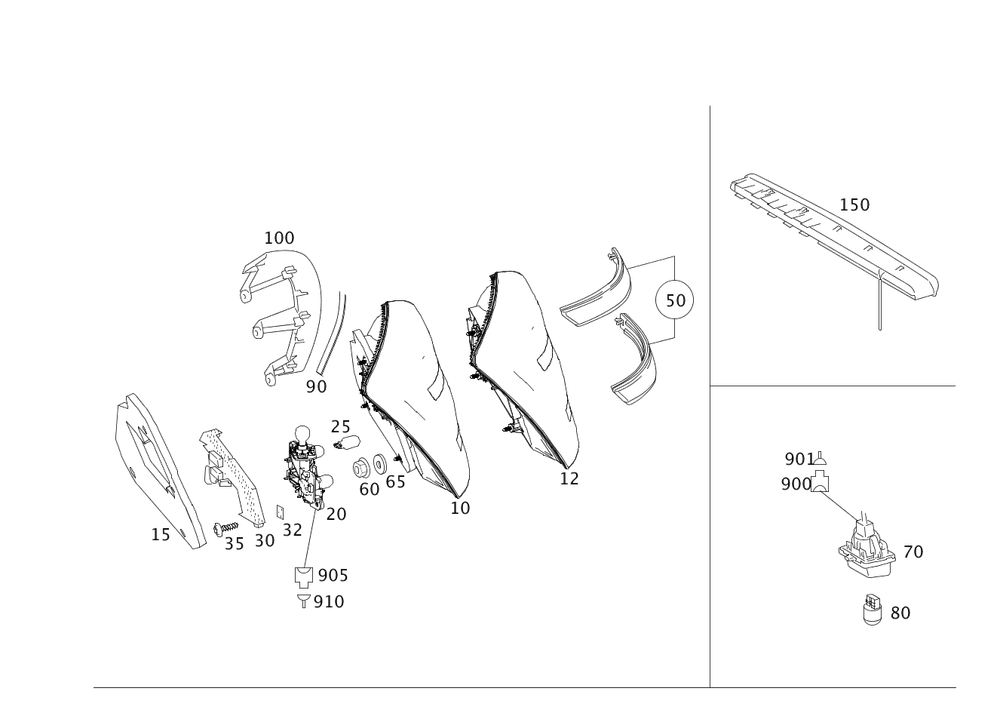 1954-2013 Mercedes-Benz Tail Lamp 221-820-13-64 | MB Dealer Parts