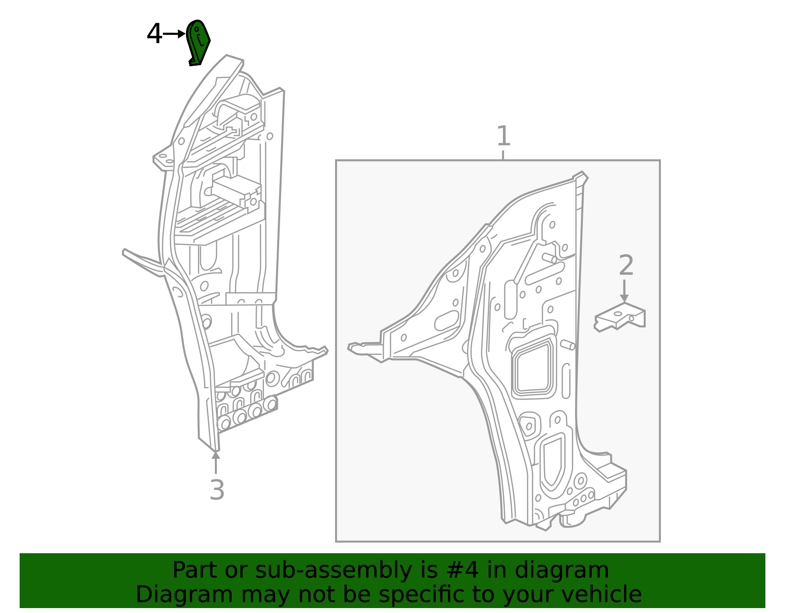 84001928 - Body Side Front Driver Side Fender Rear Upper Bracket 2019 ...