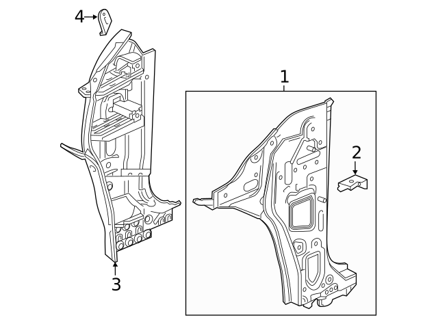 2019-2023 Cadillac XT4 Passenger Side Body Hinge Pillar Inner Panel ...