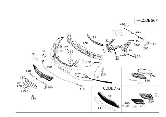 Basic Carrier, Bumper - 2015-2020 Mercedes-Benz (222-885-09-65) | MB ...