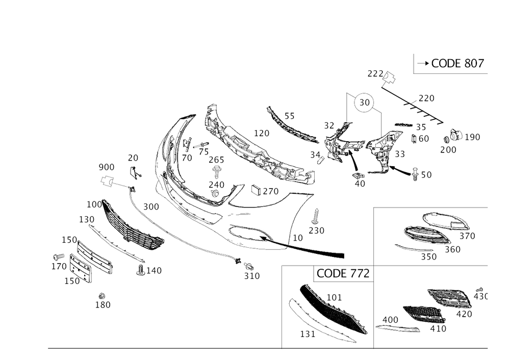 2015-2020 Mercedes-Benz Basic Carrier, Bumper 222-885-13-65 | OEM ...