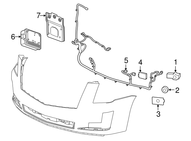 2017-2019 Cadillac Front Object Alarm Sensor Wiring Harness 84258632 ...
