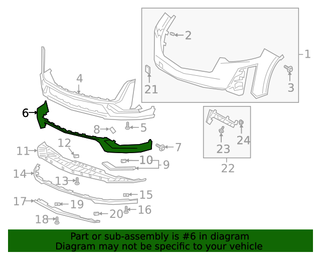 2020-2024 Cadillac XT6 Front Bumper Cover Lower Molding 84663545 GM ...