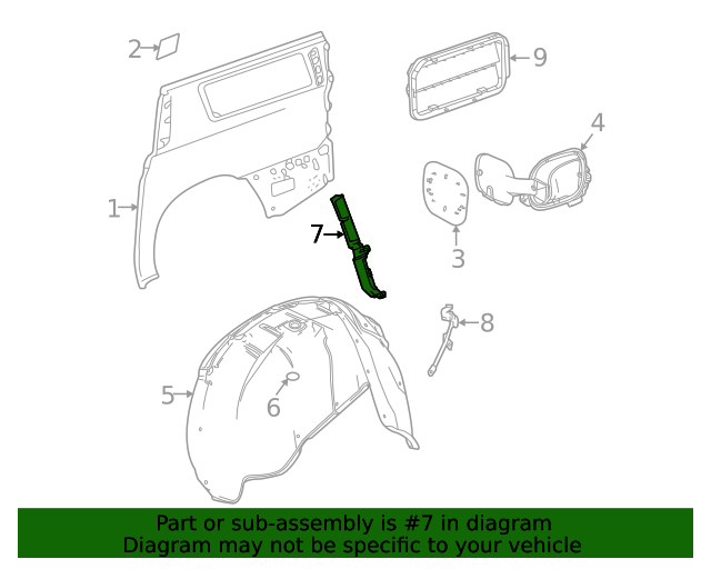 Rear Passenger Side Wheelhouse Liner Bracket 87813948 GM ...