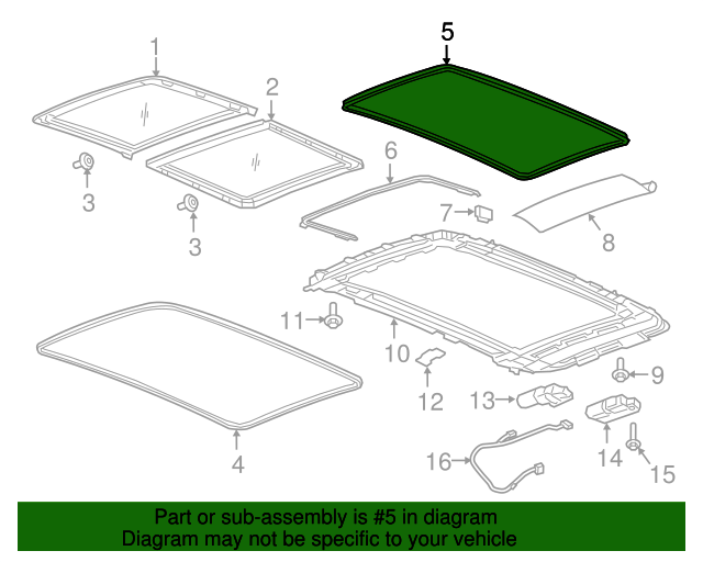 2018-2024 GM Sunroof Window Seal 84187590 GM | GMPartsDirect.com