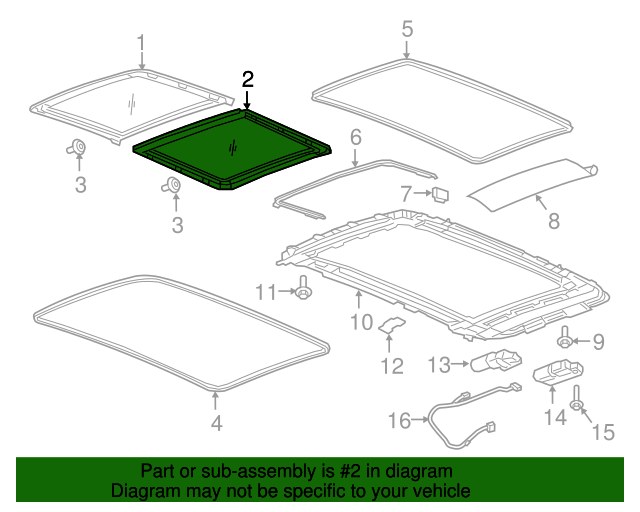 2018-2024 GM Roof Stationary Window 84374349 GM | GMPartsDirect.com