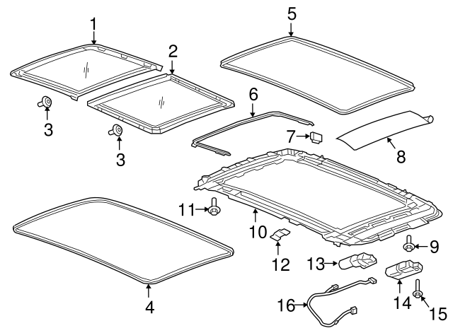 2018-2024 GM Sunroof Sunshade Fabric Retainer 84187587 GM ...