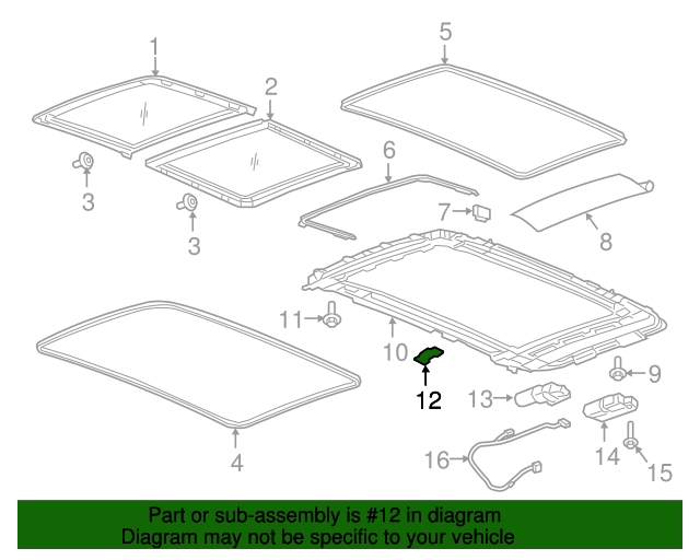 2018-2024 GM Sunroof Sunshade Fabric Retainer 84187587 GM ...