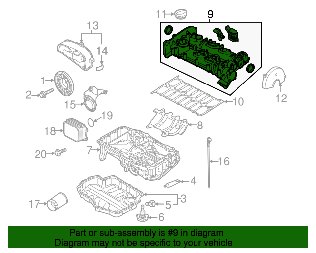 2013-2016 Volkswagen Jetta Valve Cover 04E-103-469-P | QuirkParts
