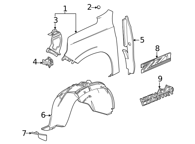 2021-2024 Chevrolet Front Driver Side Fender 84384210 GM ...