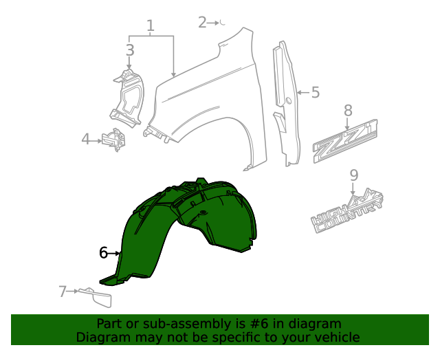 2021-2024 Chevrolet Front Passenger Side Wheelhouse Liner 84856824 GM ...