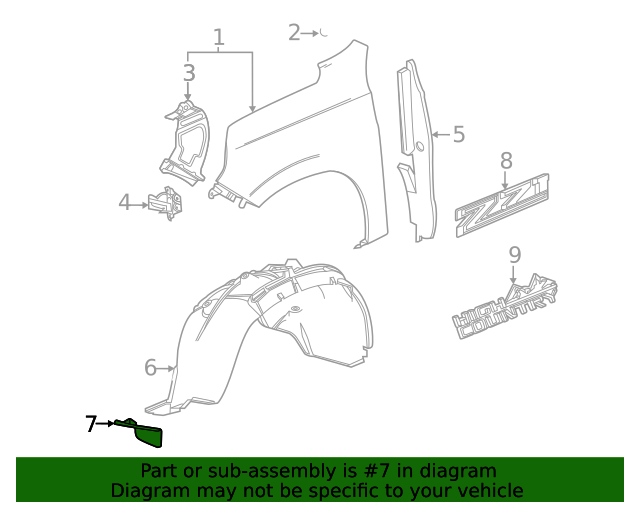 84839550 - Front Passenger Side Tire Front Air Deflector 2021-2024 ...
