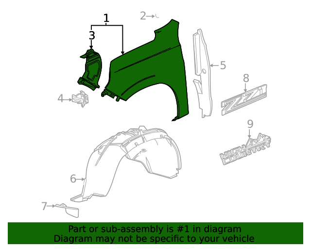 84384211 GM Front Passenger Side Fender | GM Parts Store