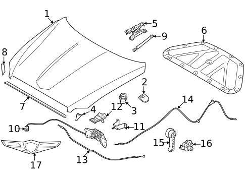 Hood & Components for 2023 Genesis GV70 | Parts Genesis of Cary