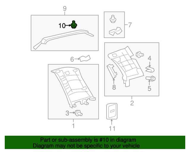 2002-2023 Toyota Lower Center Pillar Trim Clip 90467-A0006 | Toyota Parts