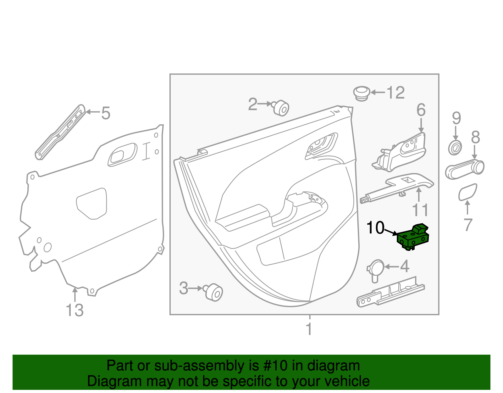 2014-2022 GM Jet Black Rear Side Door Window Switch 22915112 GM ...