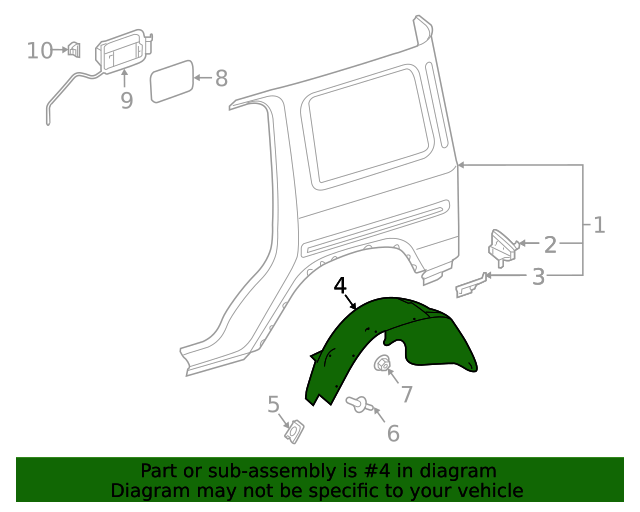 2019-2023 Mercedes-Benz Quarter Panel Splash Shield 463-636-17-00-64 ...