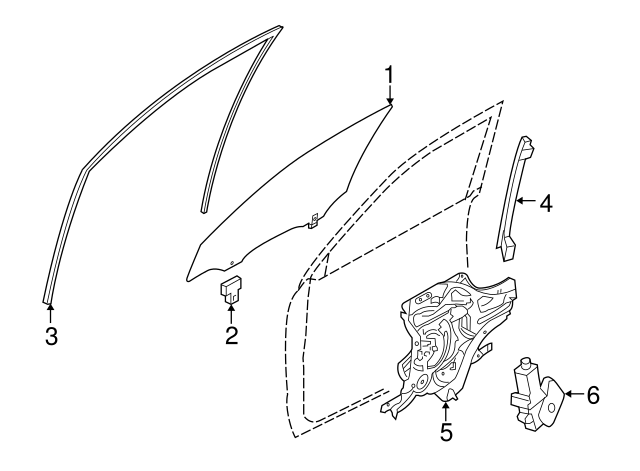 82411-2S000 - Door Glass - 2010 2011 Hyundai Tucson | World OEM Parts ...