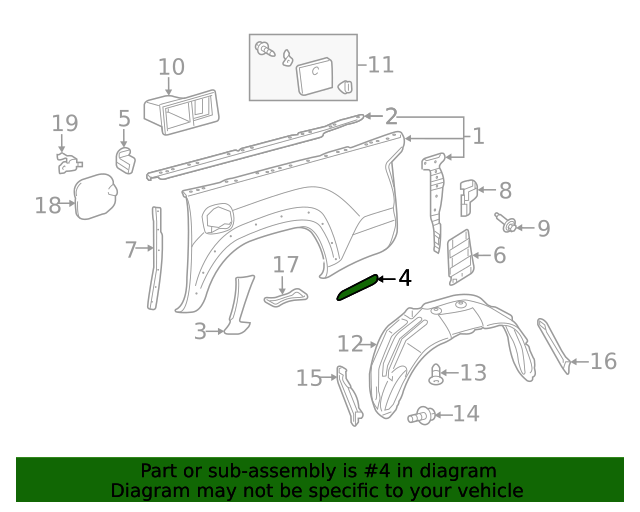 2016-2021 Toyota Tacoma Side Panel Protector 76927-04010 | Toyota Parts ...