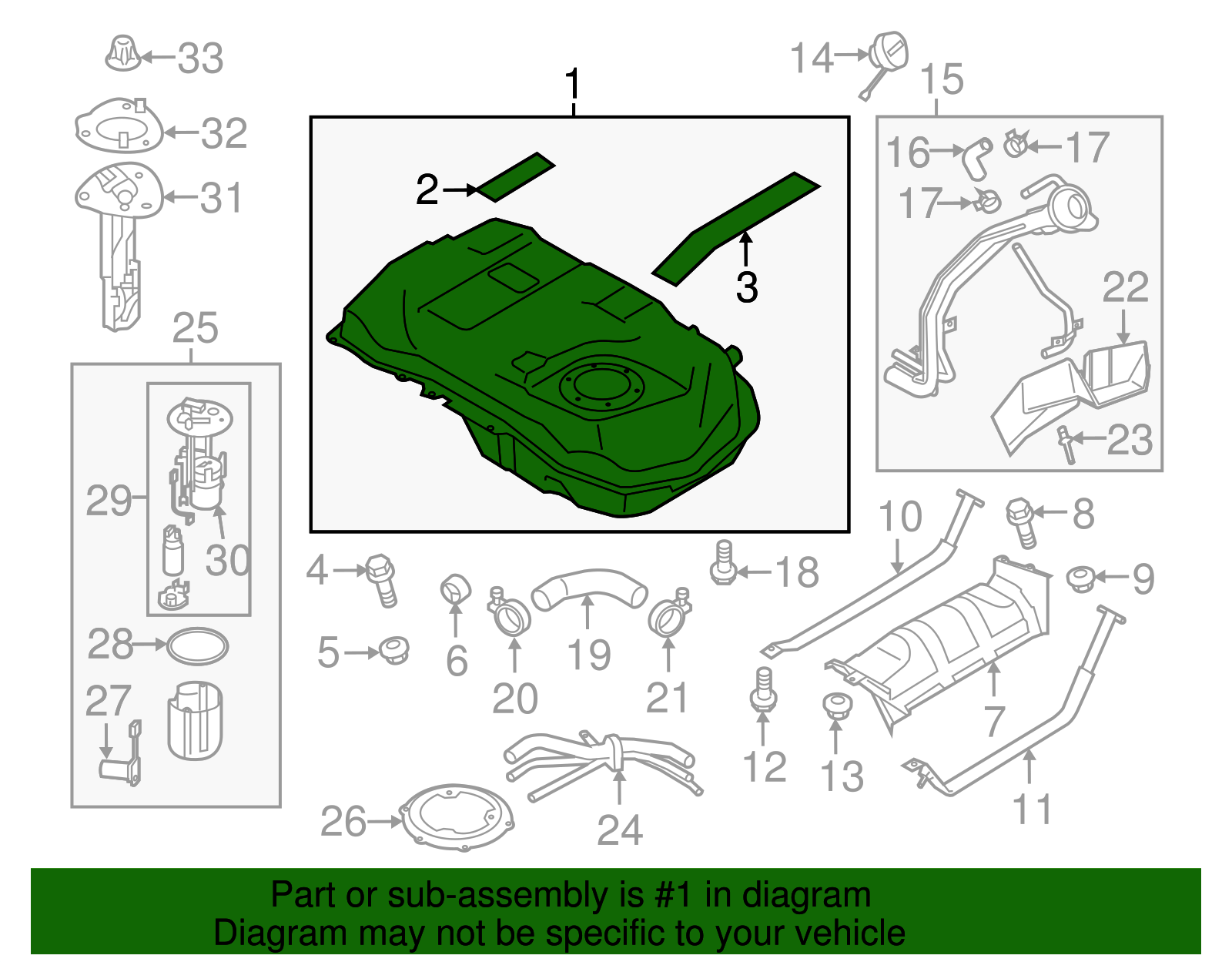 1700B712 - Fuel Tank Assembly 2018-2024 Mitsubishi Outlander Sport ...