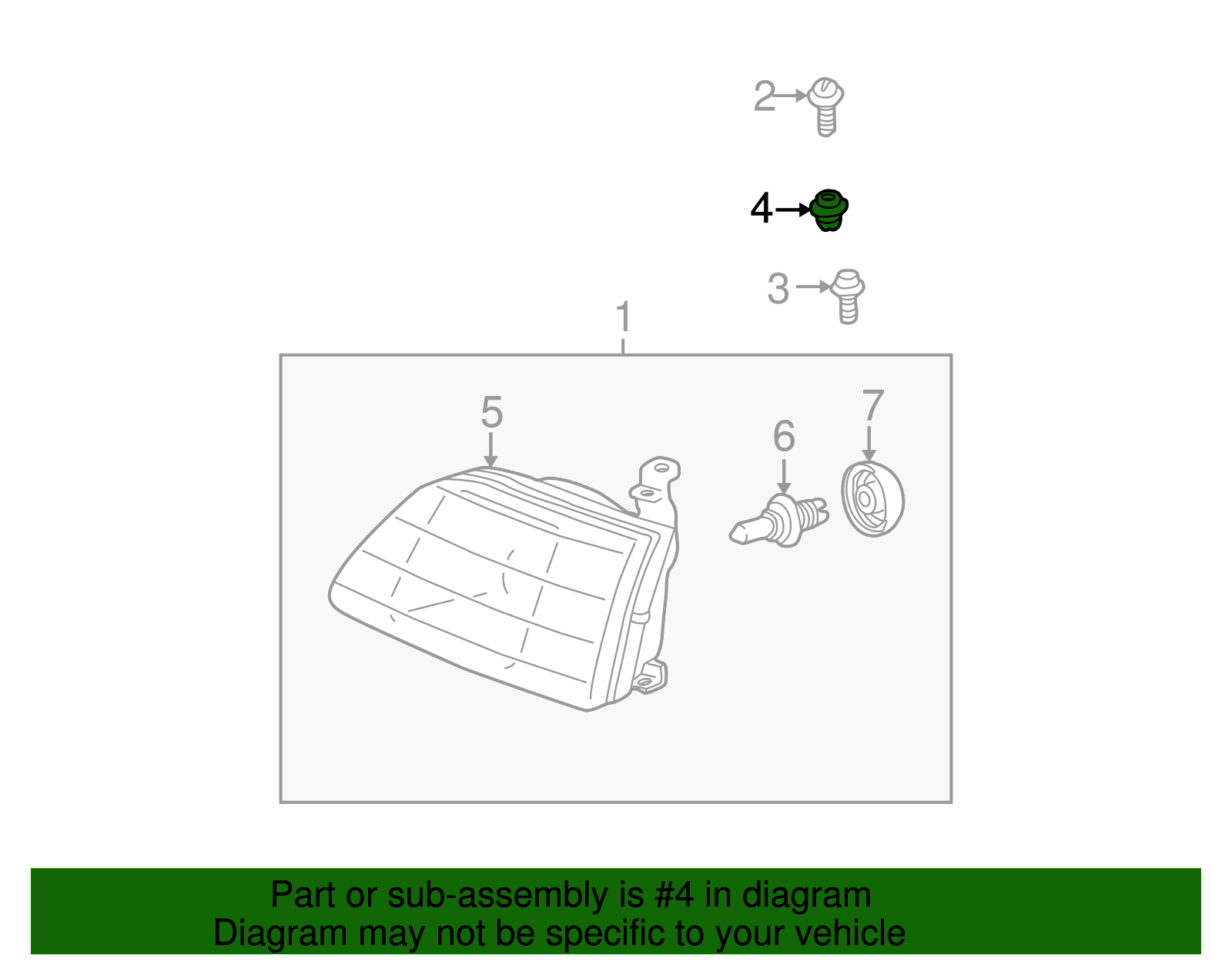 Genuine Toyota Headlamp Assembly Grommet part# 90189-05152 for 2001 ...