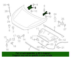 2016-2021 Hyundai Tucson Hood Hinge 79110-D3100 | QuirkParts