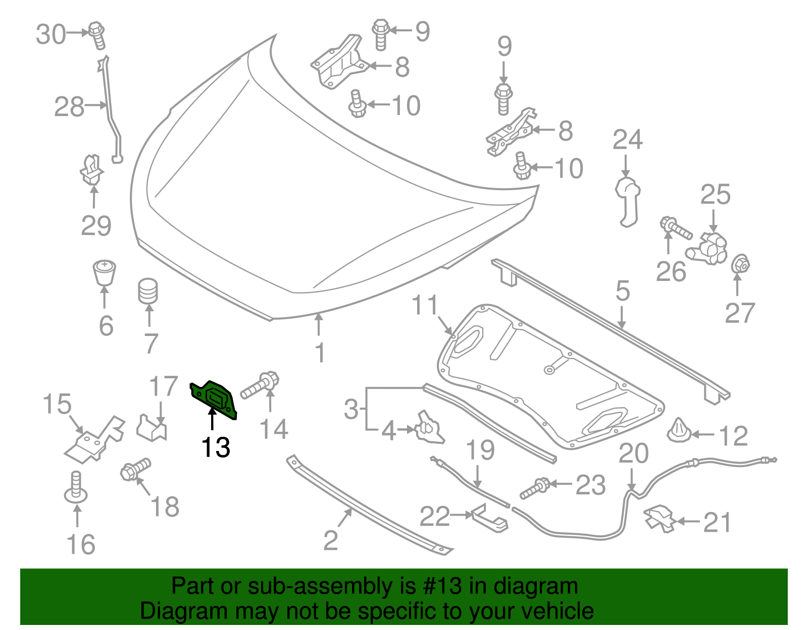 Genuine Hood Latch for 2016-2021 Hyundai Tucson | Part# 81130-D3100 ...