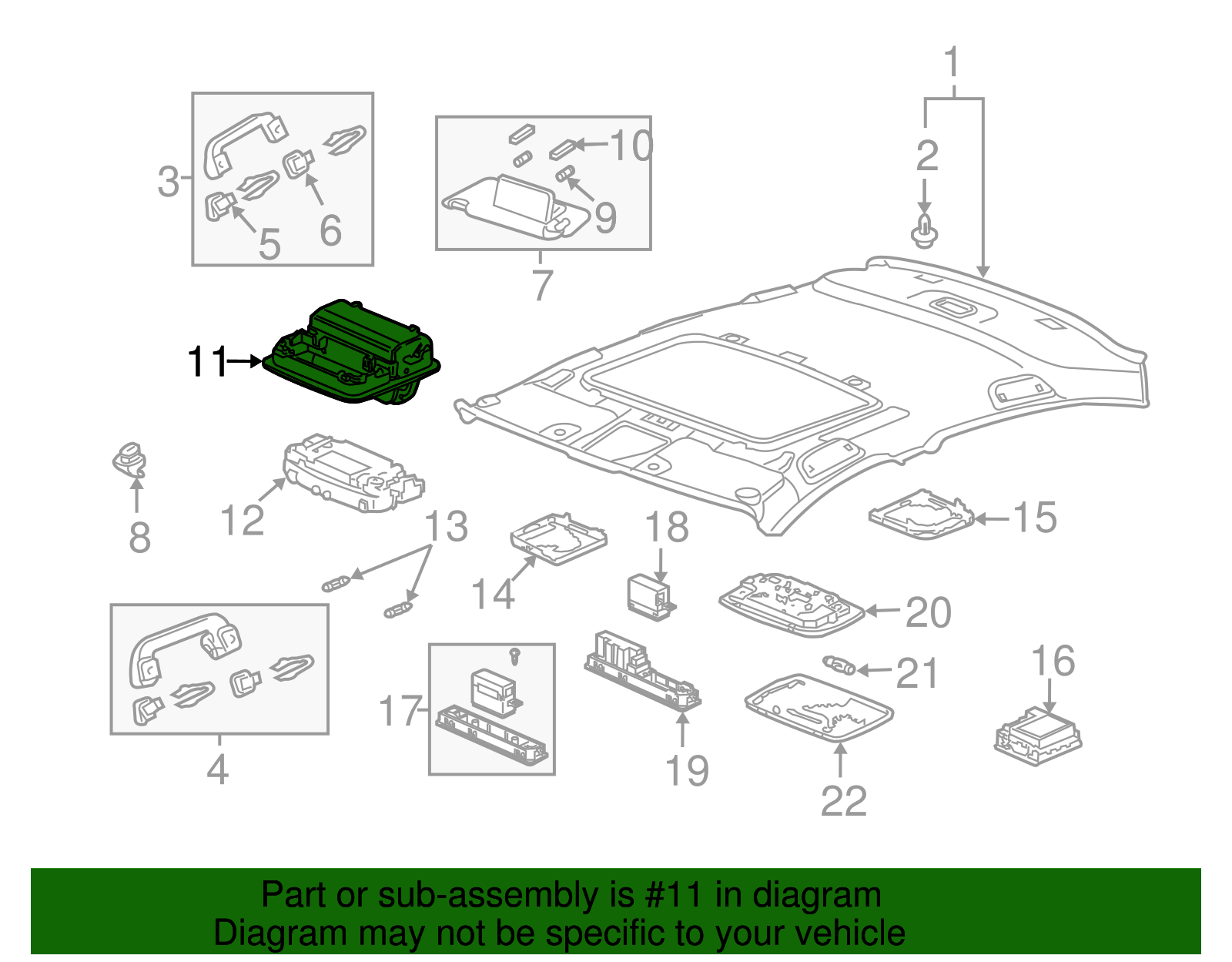 83250-TA5-A51ZA - 2008-2015 Honda - Console Assembly Roof *NH686L ...