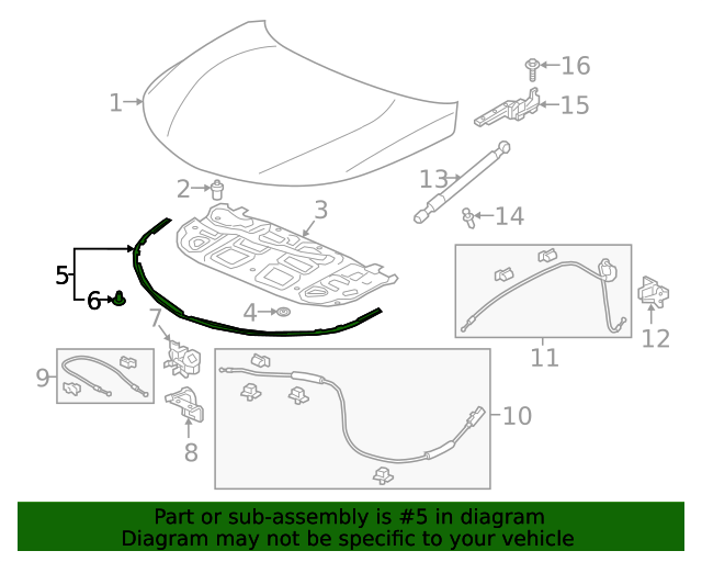 74146-TJB-A01 - Seal To Hood 2019-2024 Acura RDX | AutoNation Parts