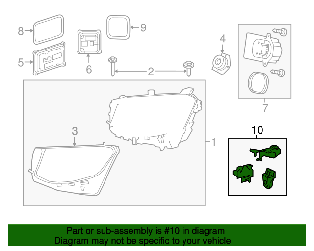 253-820-02-14 - Headlight Mounting Kit 2016-2019 Mercedes-Benz ...