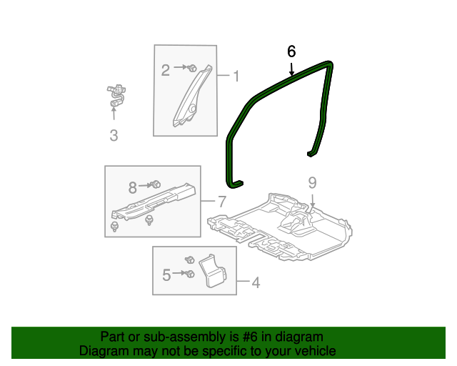 2003-2011 Honda Element Weather-Strip On Body 72355-SCV-A01ZA | Honda ...