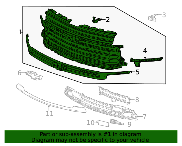 2021-2024 Chevrolet Grille 85115299 | NewGMParts.com