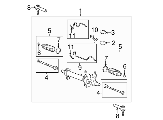 2007-2014 GM Hydraulic Rack and Pinion Steering Gear Assembly with ...