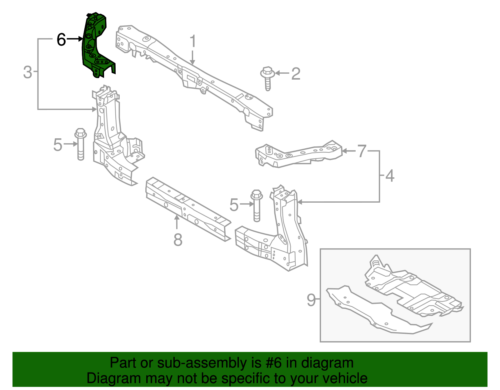 62512-1LB0A - Radiator Support Tie Bar Extension 2017-2020 Nissan ...
